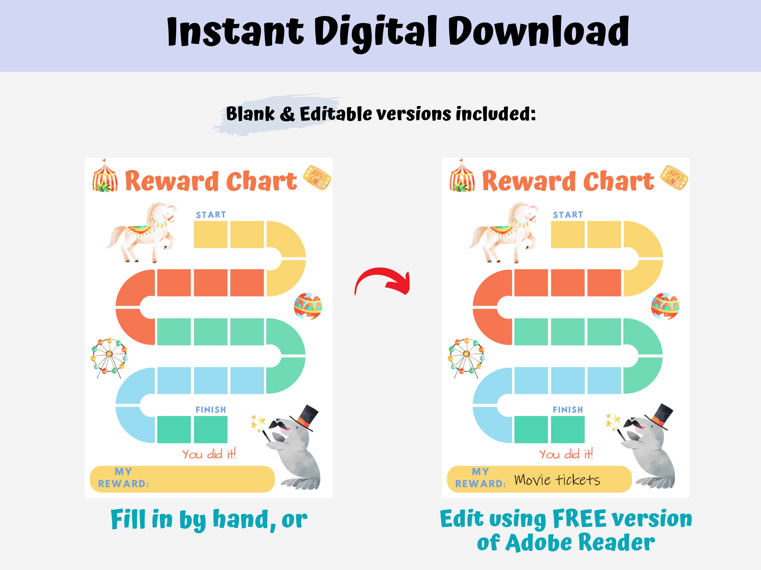 Reward Chart Bundle, Printable Fairy Behavior Chart, Editable Reward ...
