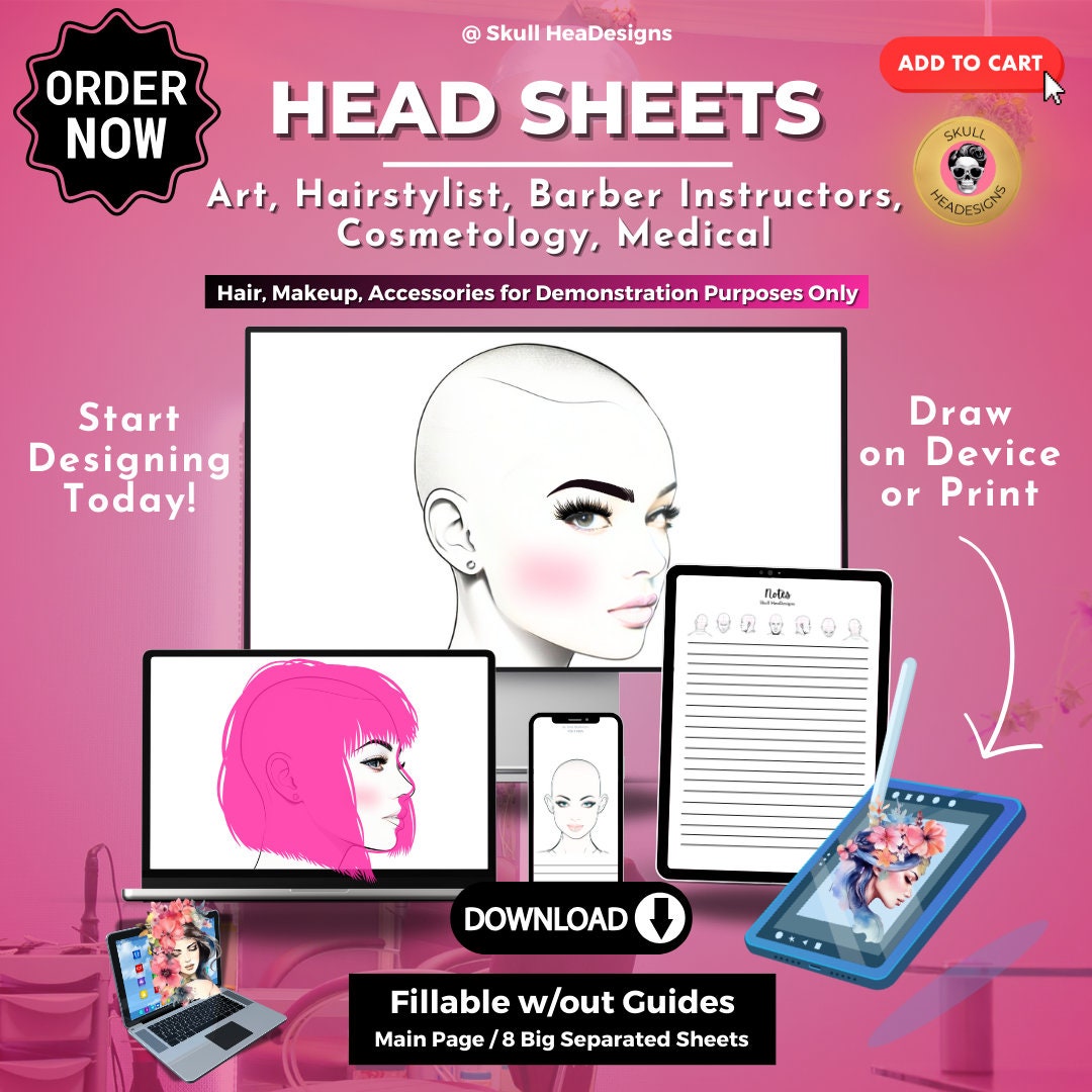 Haircutting Head Sheet Template: Barber, Cosmetology, Makeup (PDF) - Etsy