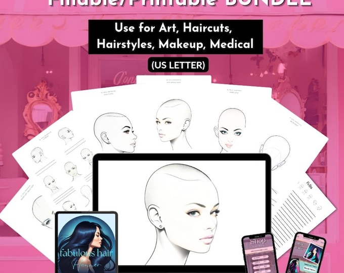 Haircutting Head Sheet Hairstylist Head Sheet Printable Blank ...