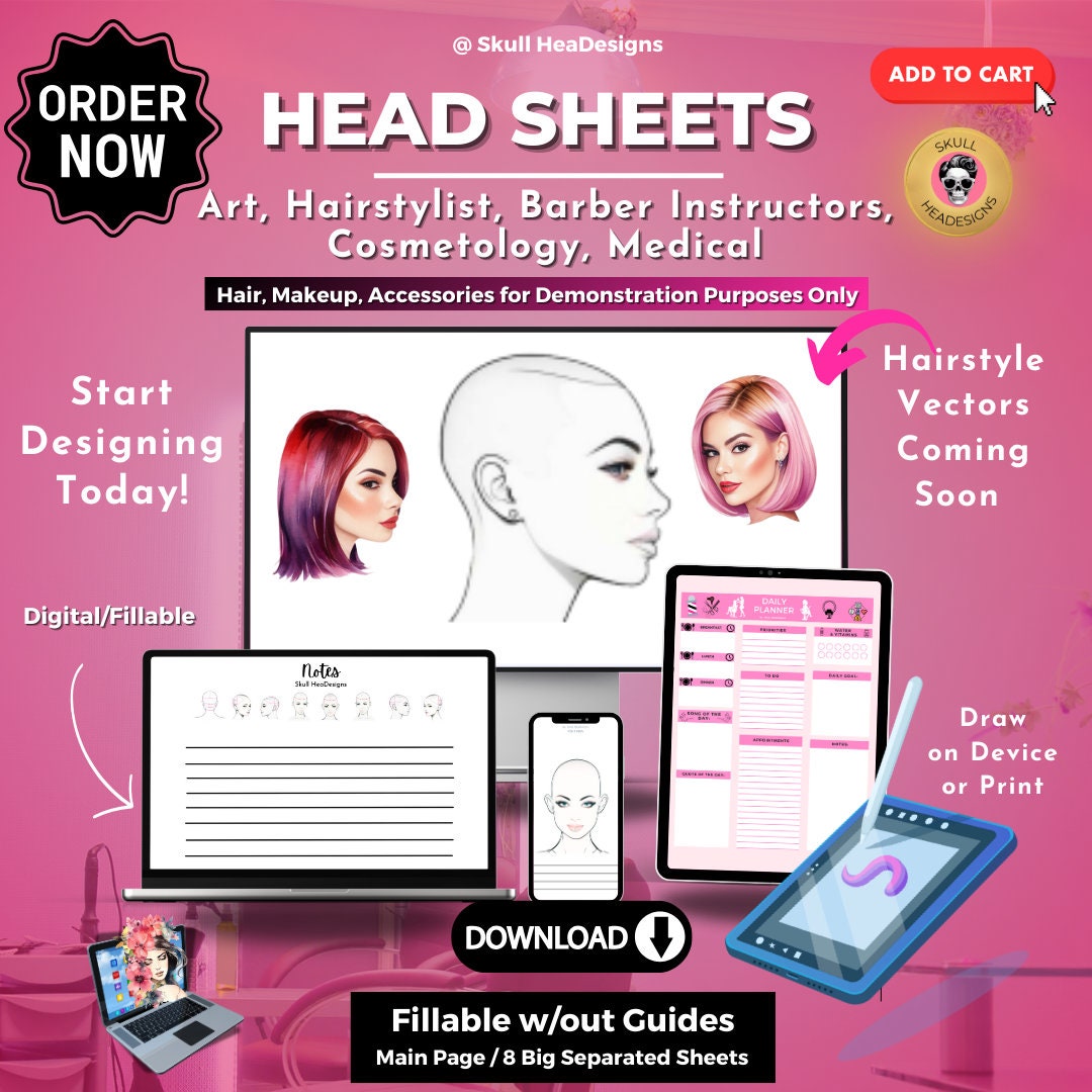 Haircutting Head Sheet Template: Barber, Cosmetology, Makeup (PDF) - Etsy