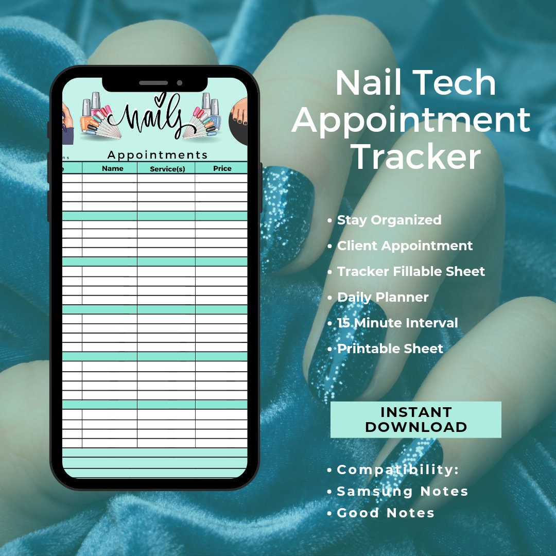 Nail Appointment Log Nail Salon Clients Form Scheduler Printable ...