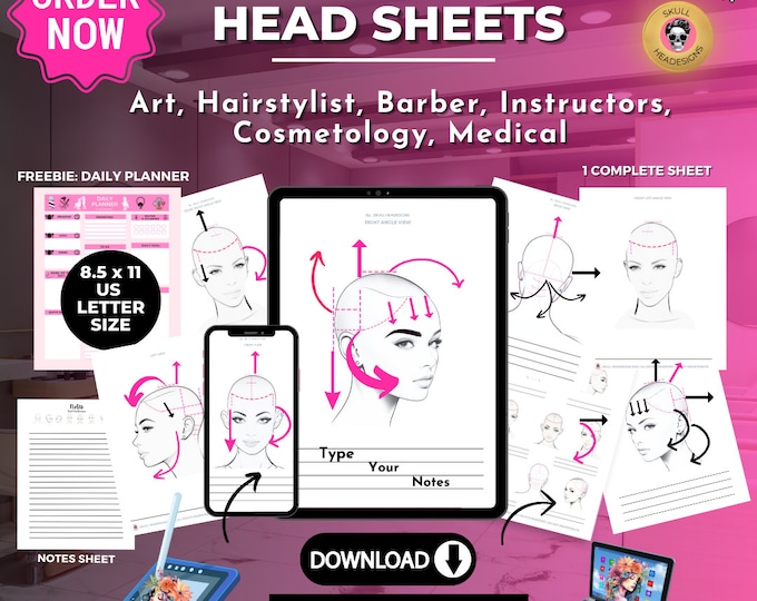 Haircutting Head Sheet Hairstylist Head Sheet Printable Blank ...