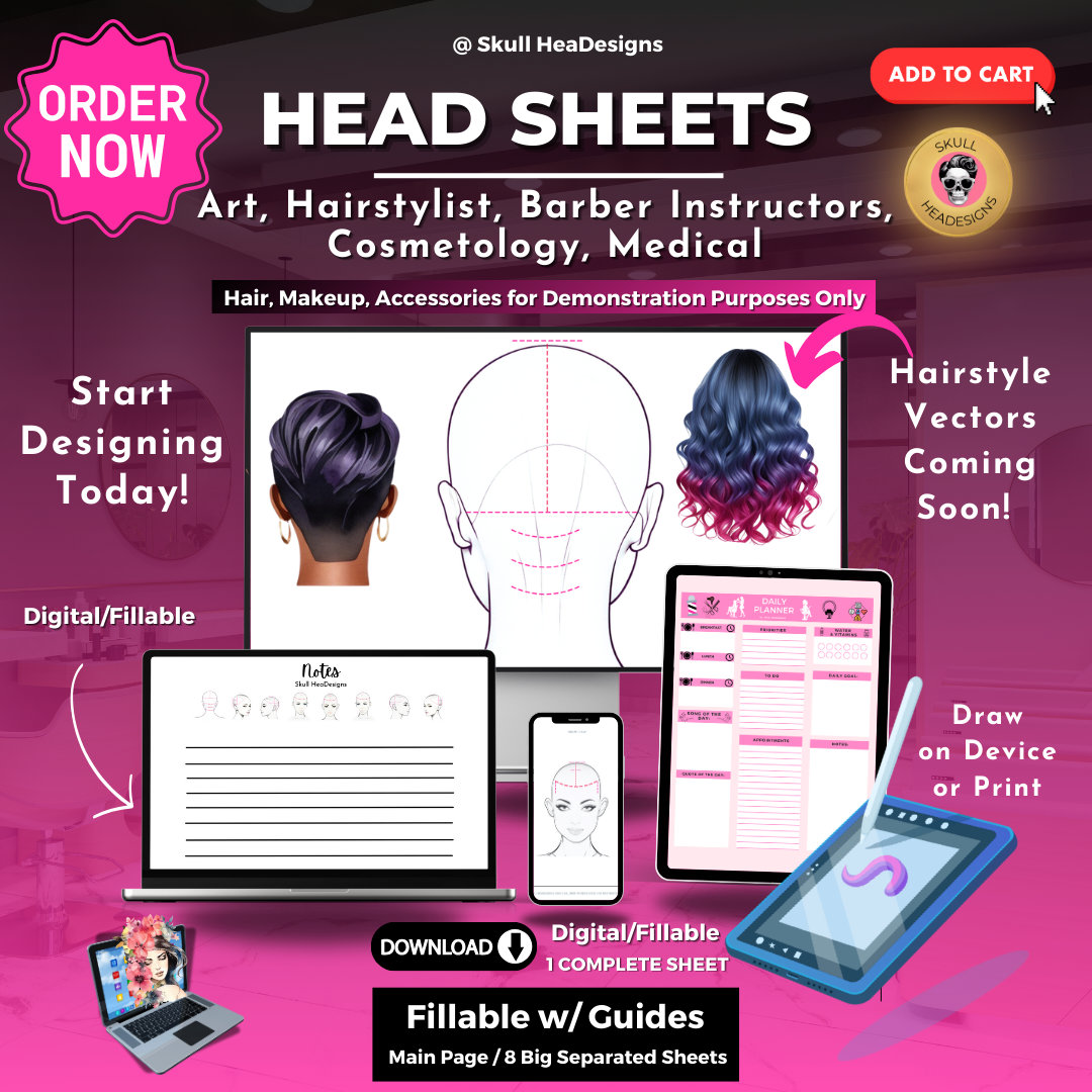 Haircutting Headsheets Template PDF BUNDLE Digital Head Sheets for ...