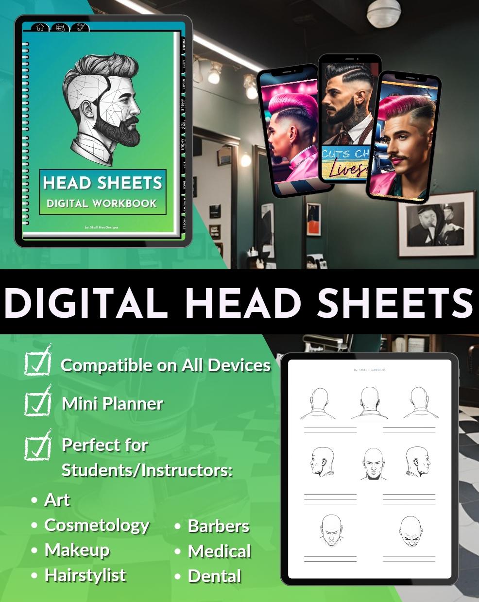 Barber Head Sheet Template Bundle: Cosmetology Planner (digital PDF) - Etsy