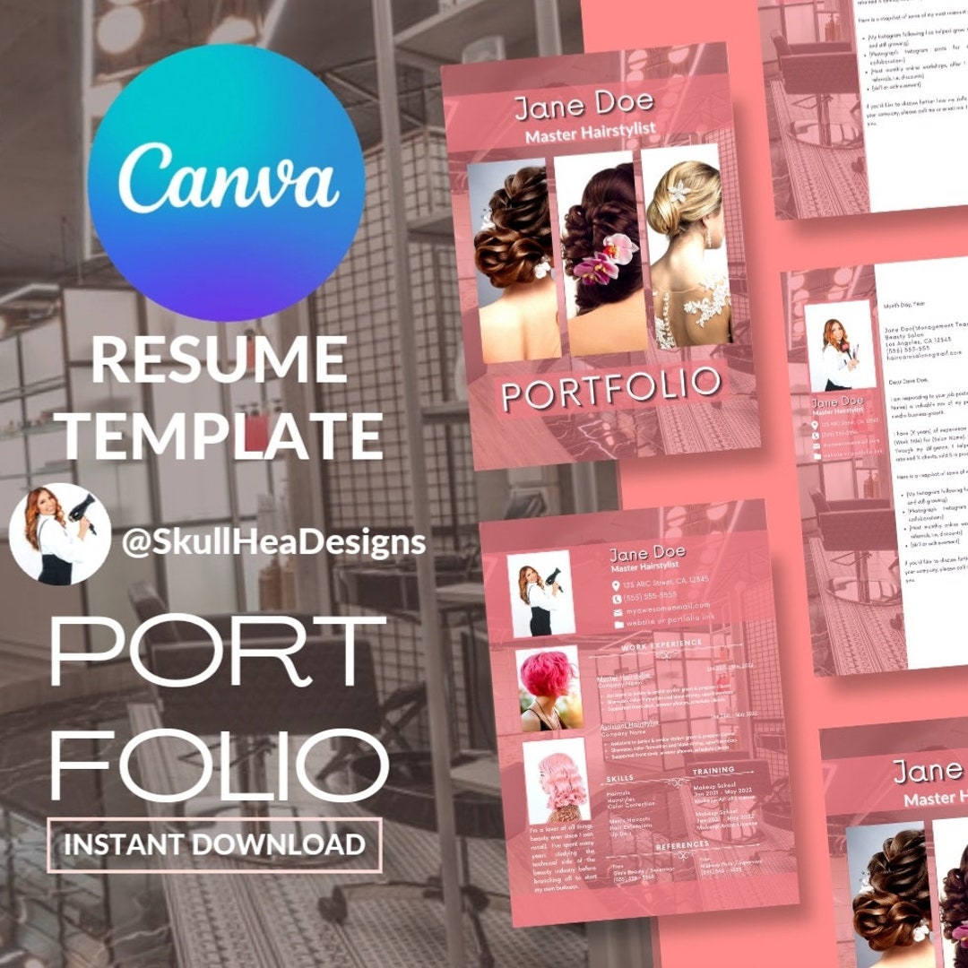 Hairstylist Resume CV Template Beauty Salon Resume Edit on - Etsy