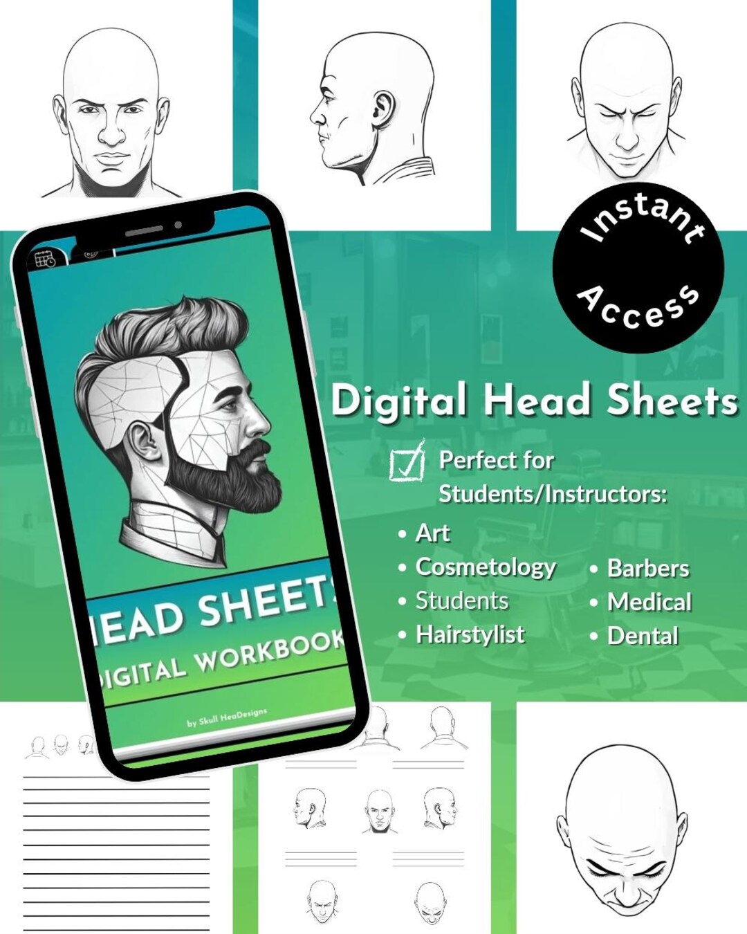 Barber Head Sheet Template Bundle: Cosmetology Planner (digital PDF) - Etsy