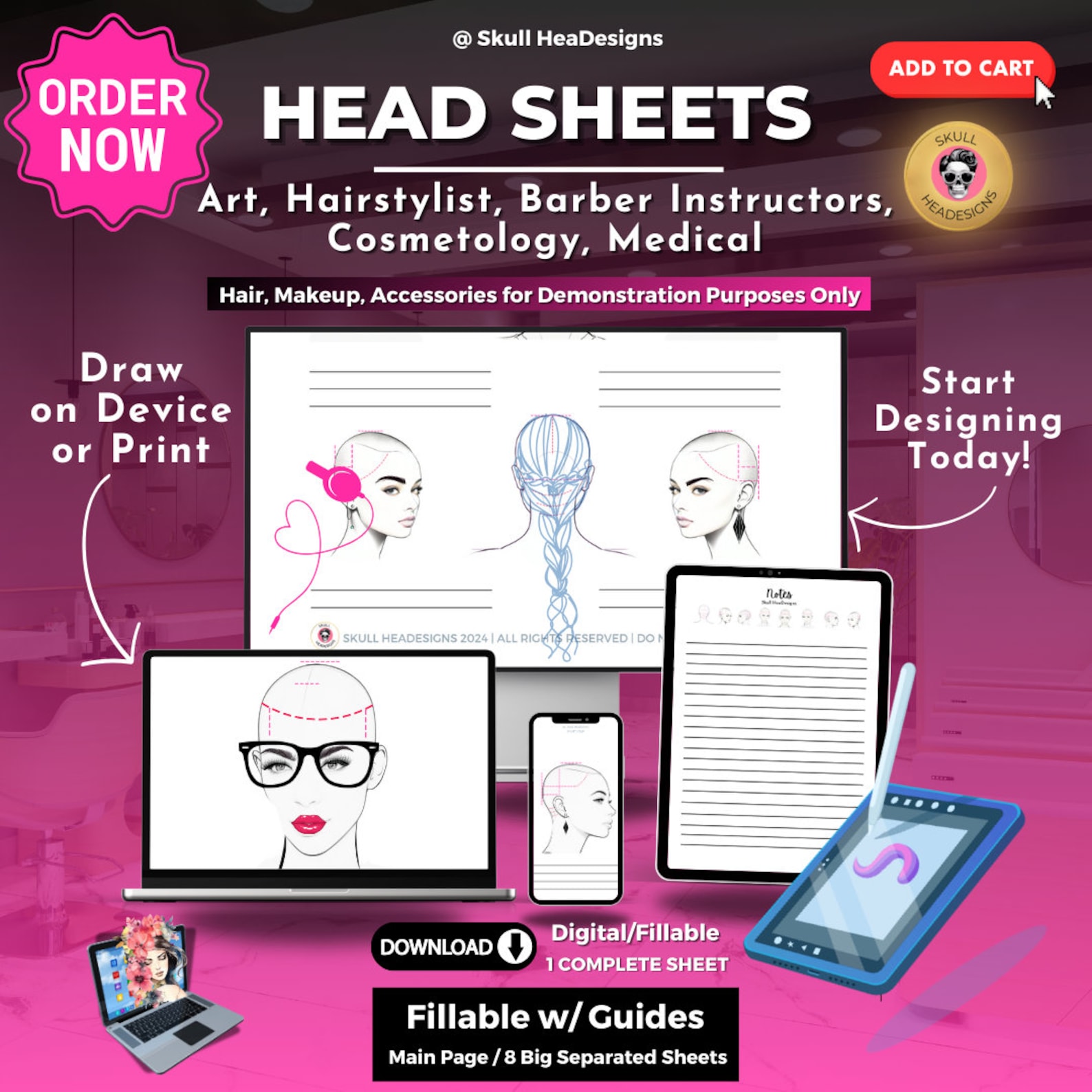 Haircutting Headsheets Template PDF BUNDLE Digital Head Sheets for ...