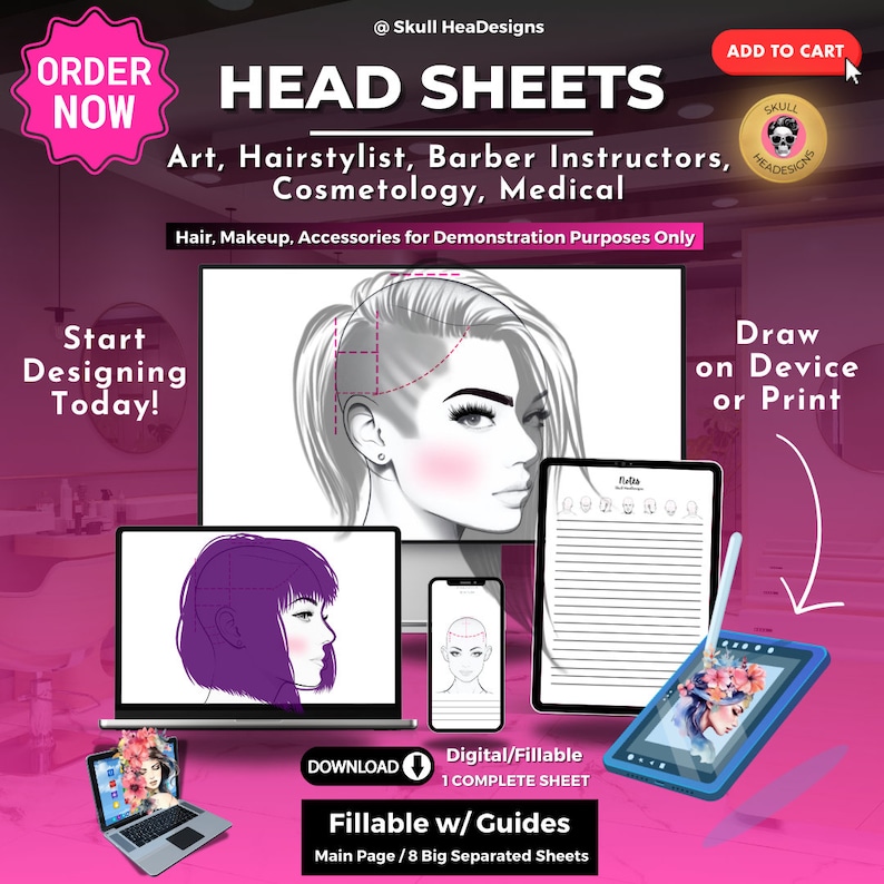 Haircutting Headsheets Template PDF BUNDLE Digital Head Sheets for ...