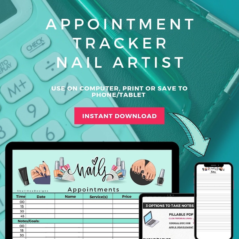 Nail Appointment Log Nail Salon Clients Form Scheduler Printable ...