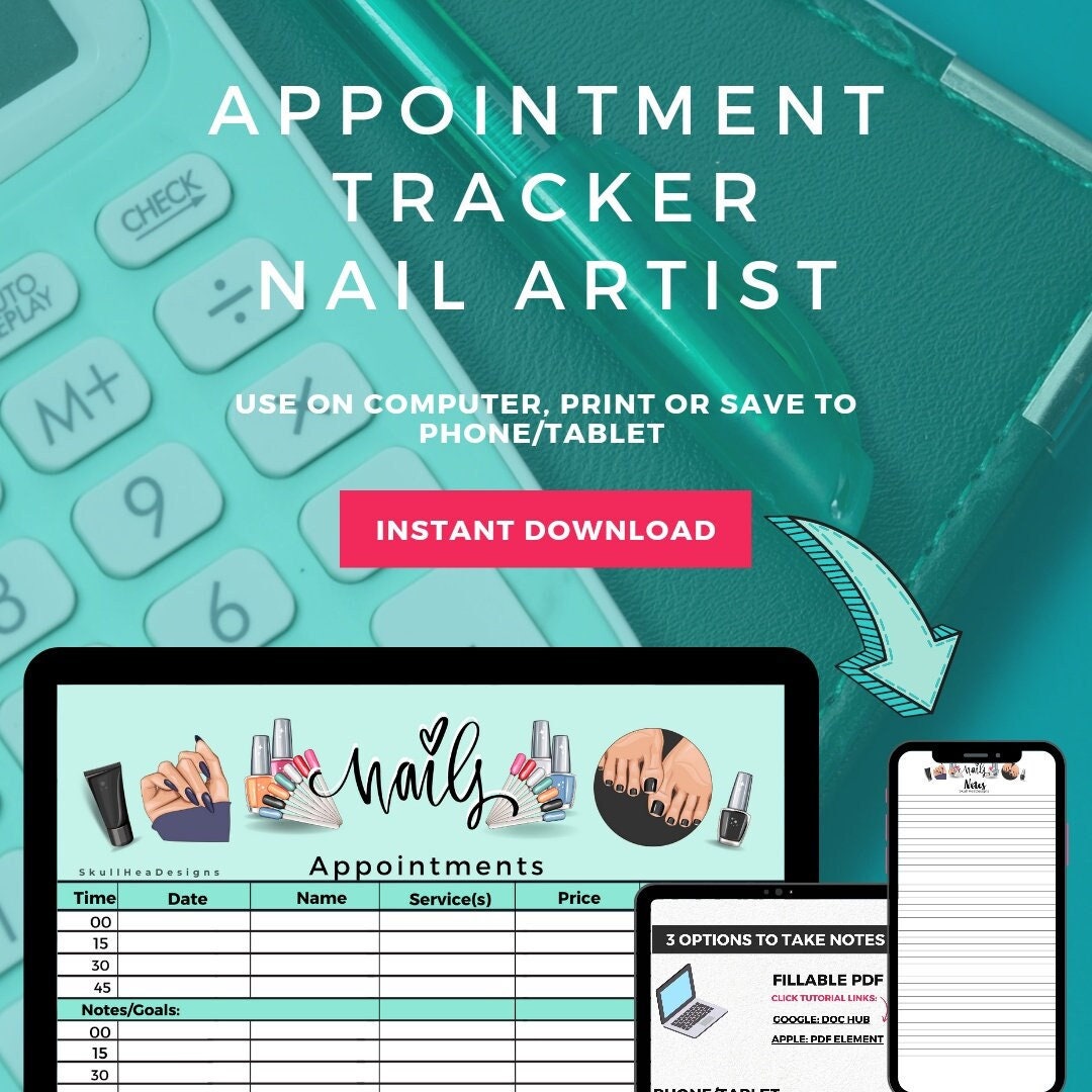 Nail Appointment Log Nail Salon Clients Form Scheduler Printable ...