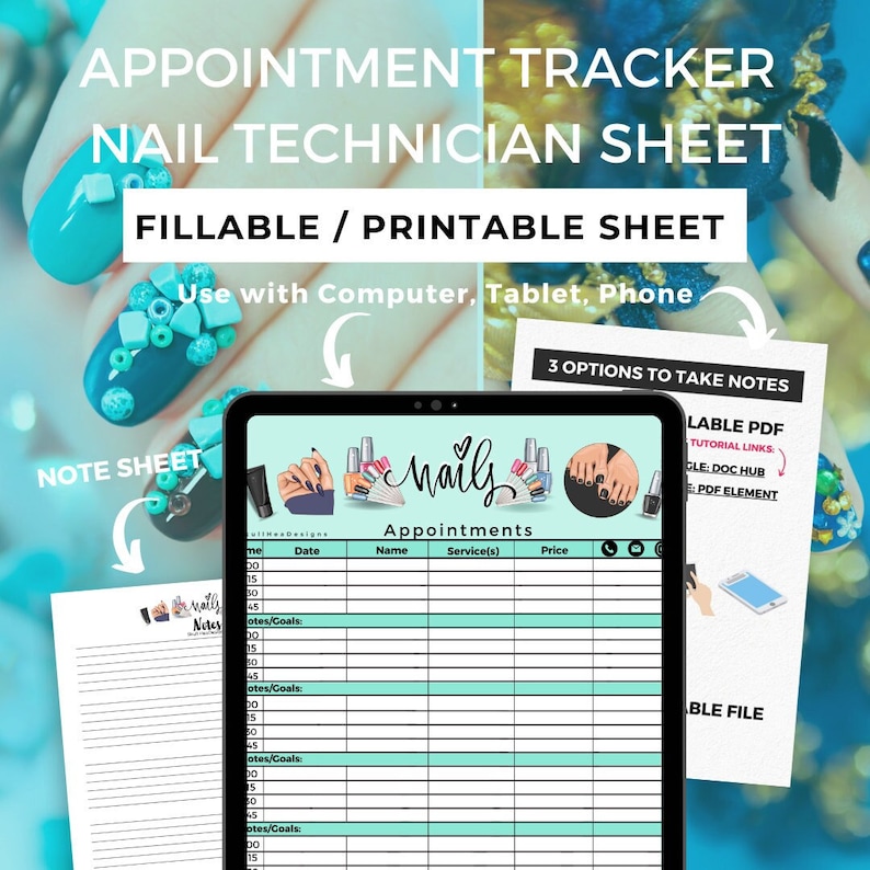 Nail Appointment Log Nail Salon Clients Form Scheduler Printable ...