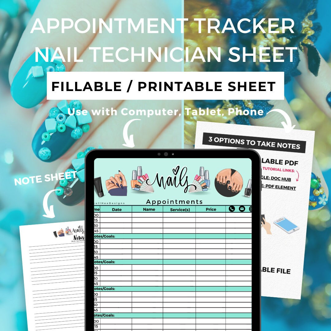 Nail Appointment Log Nail Salon Clients Form Scheduler Printable ...