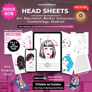 Haircutting Headsheet Template Bundle: Barber & Cosmetology (PDF) - Etsy