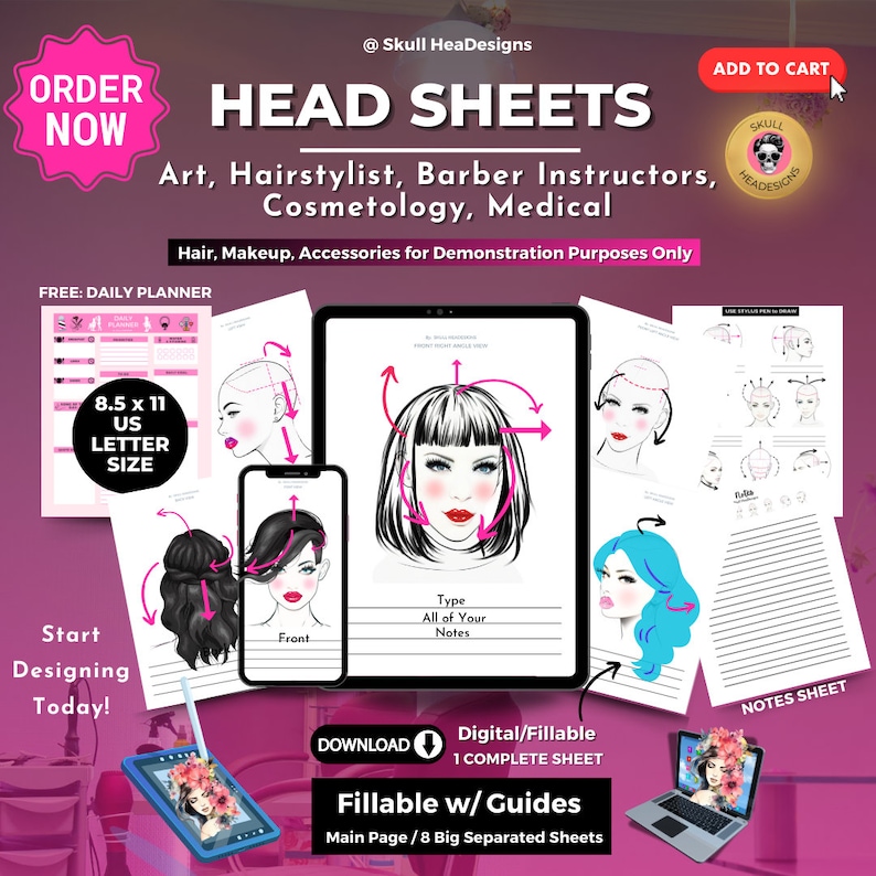 Haircutting Headsheets Template PDF BUNDLE Digital Head Sheets for ...
