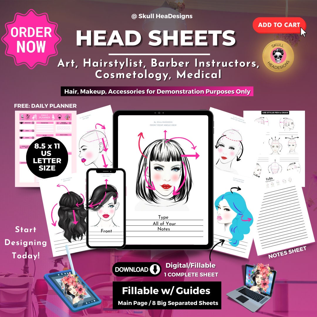 Haircutting Headsheets Template PDF BUNDLE Digital Head Sheets for ...