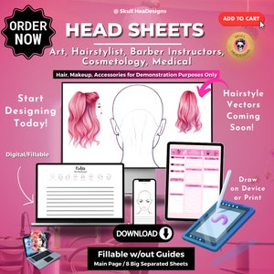Haircutting Head Sheet Template: Barber, Cosmetology, Makeup (PDF) - Etsy