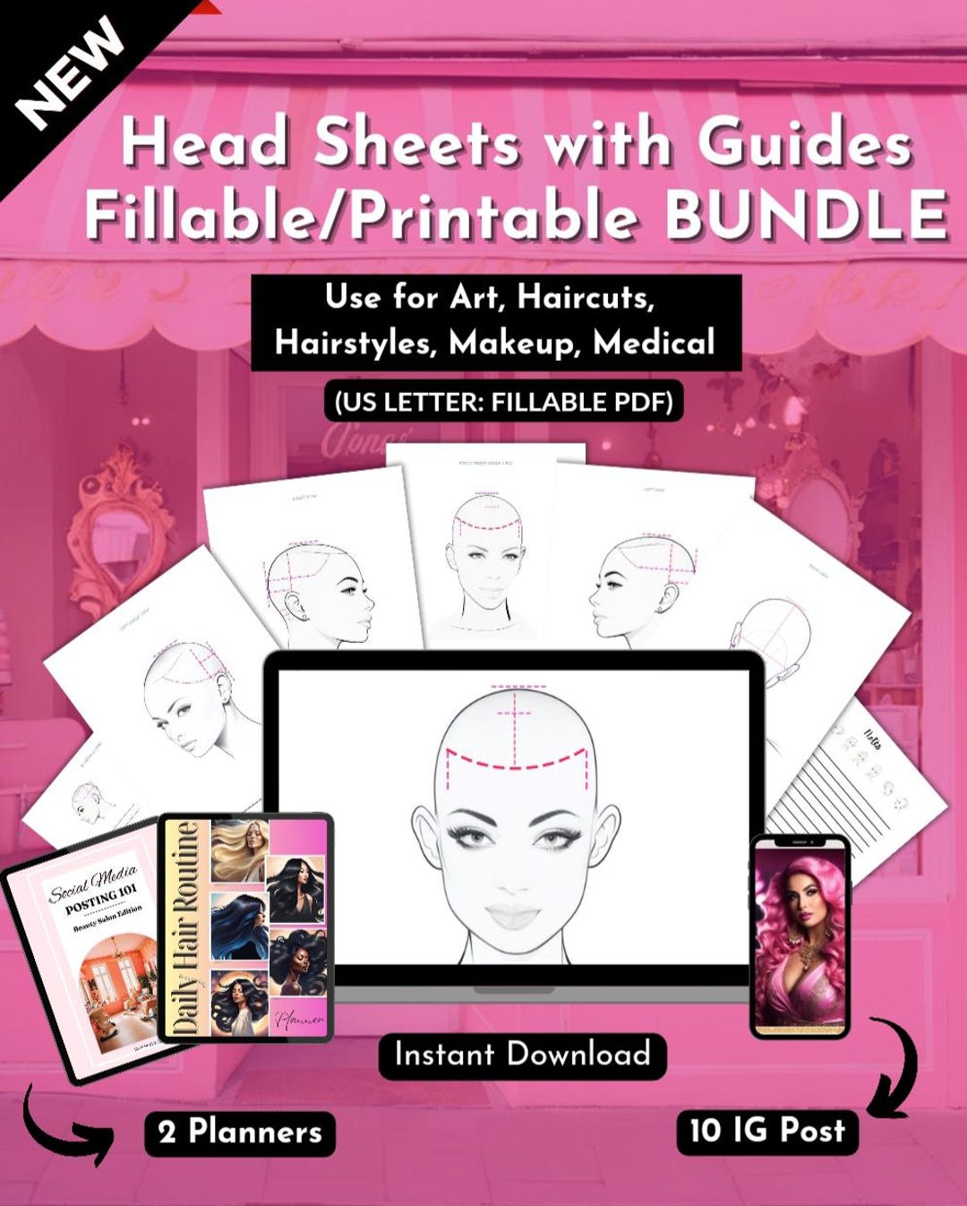 Haircutting Headsheets Template PDF BUNDLE Digital Head Sheets for ...