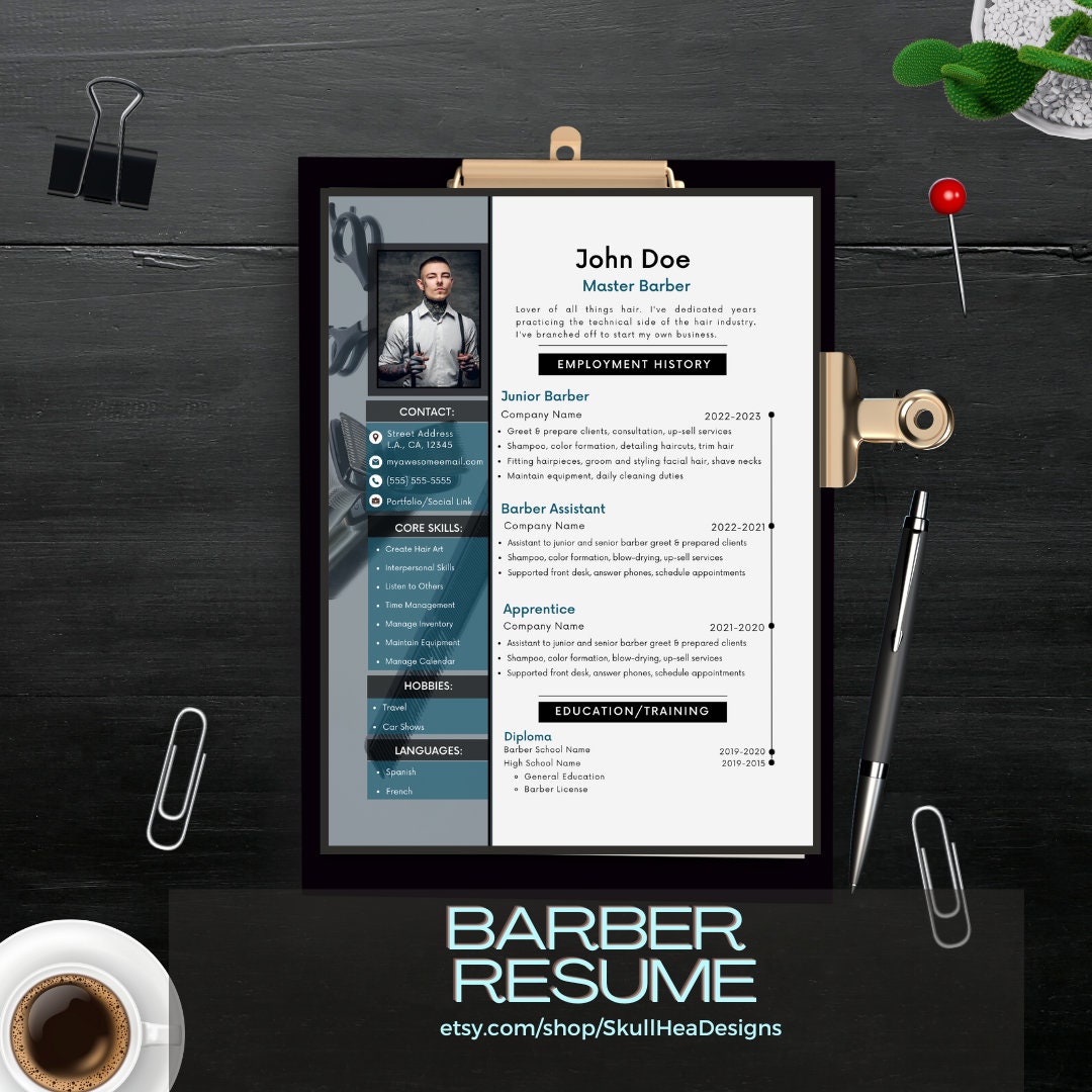 Barbershop Resume Template: Canva CV + Instagram Highlight Covers - Etsy