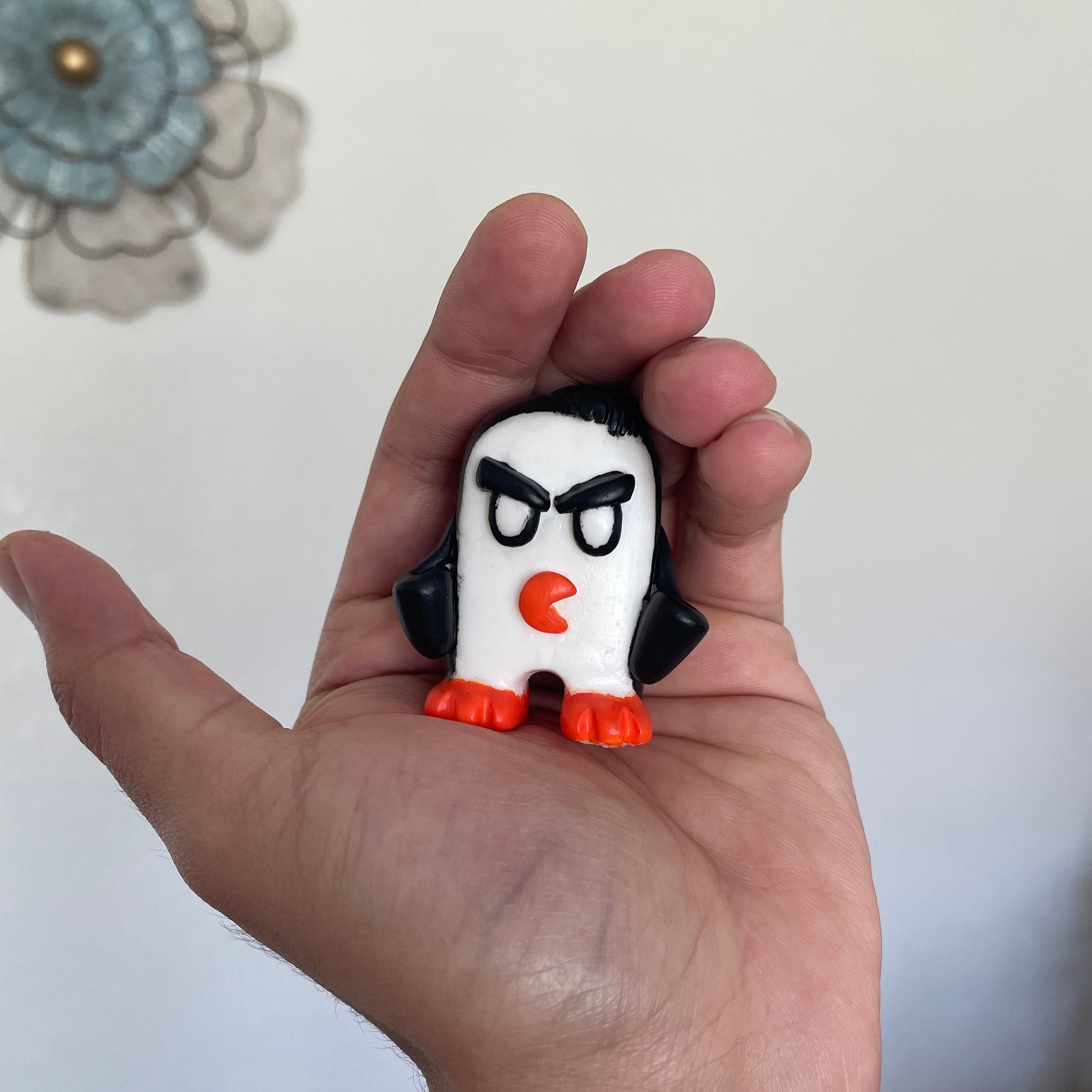 Angry Handmade Penguin Figurine Adorable Cute Goofy Resin Miniature Art ...