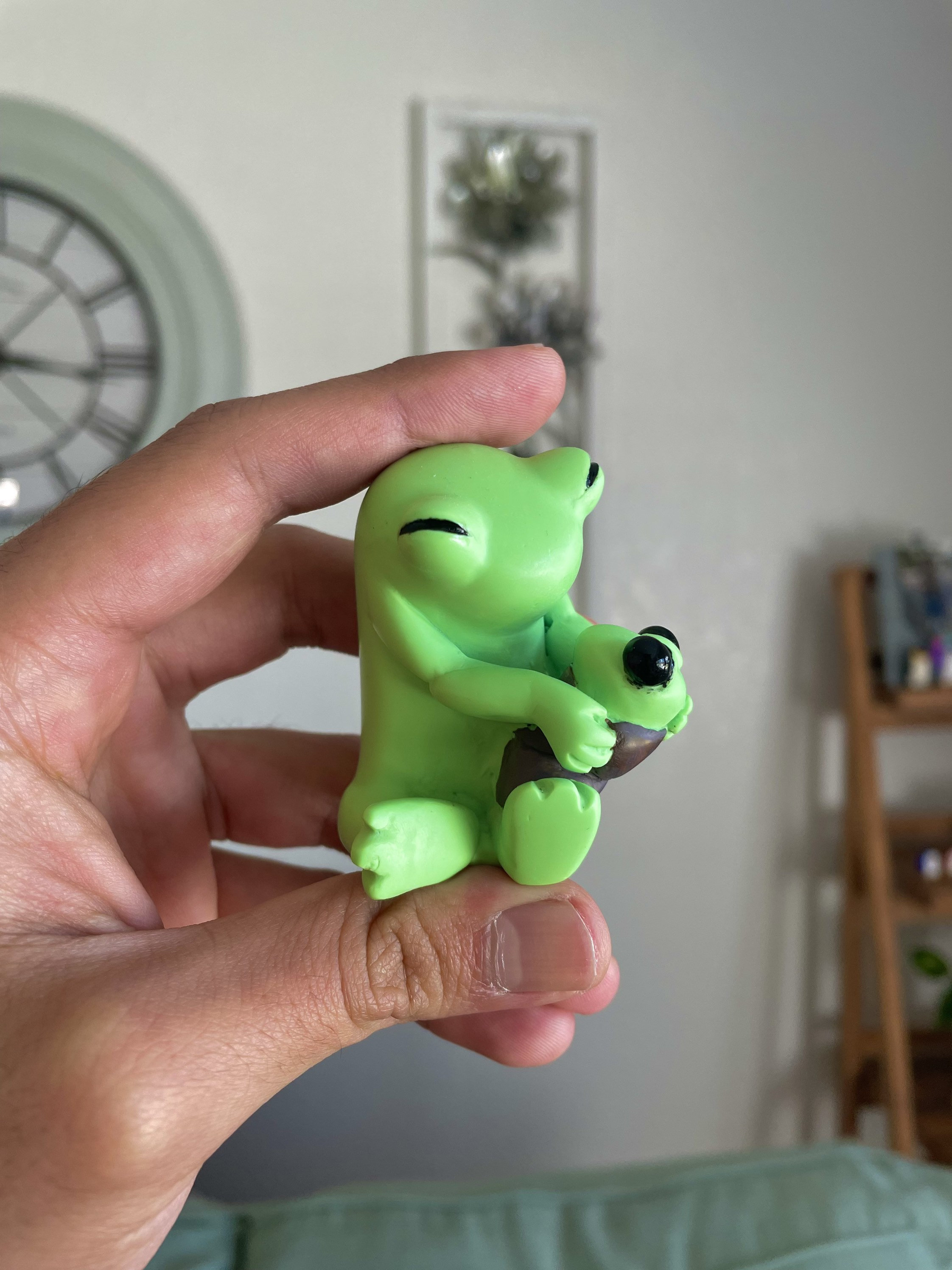 Adorable Handmade Froggy Mother Figure Mothers Day Art Toy Resin Frog ...