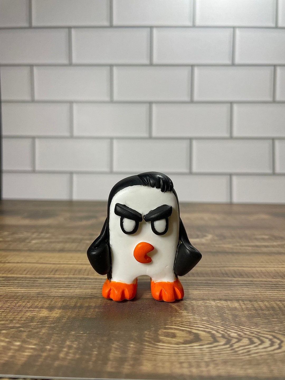 Angry Handmade Penguin Figurine Adorable Cute Goofy Resin Miniature Art ...