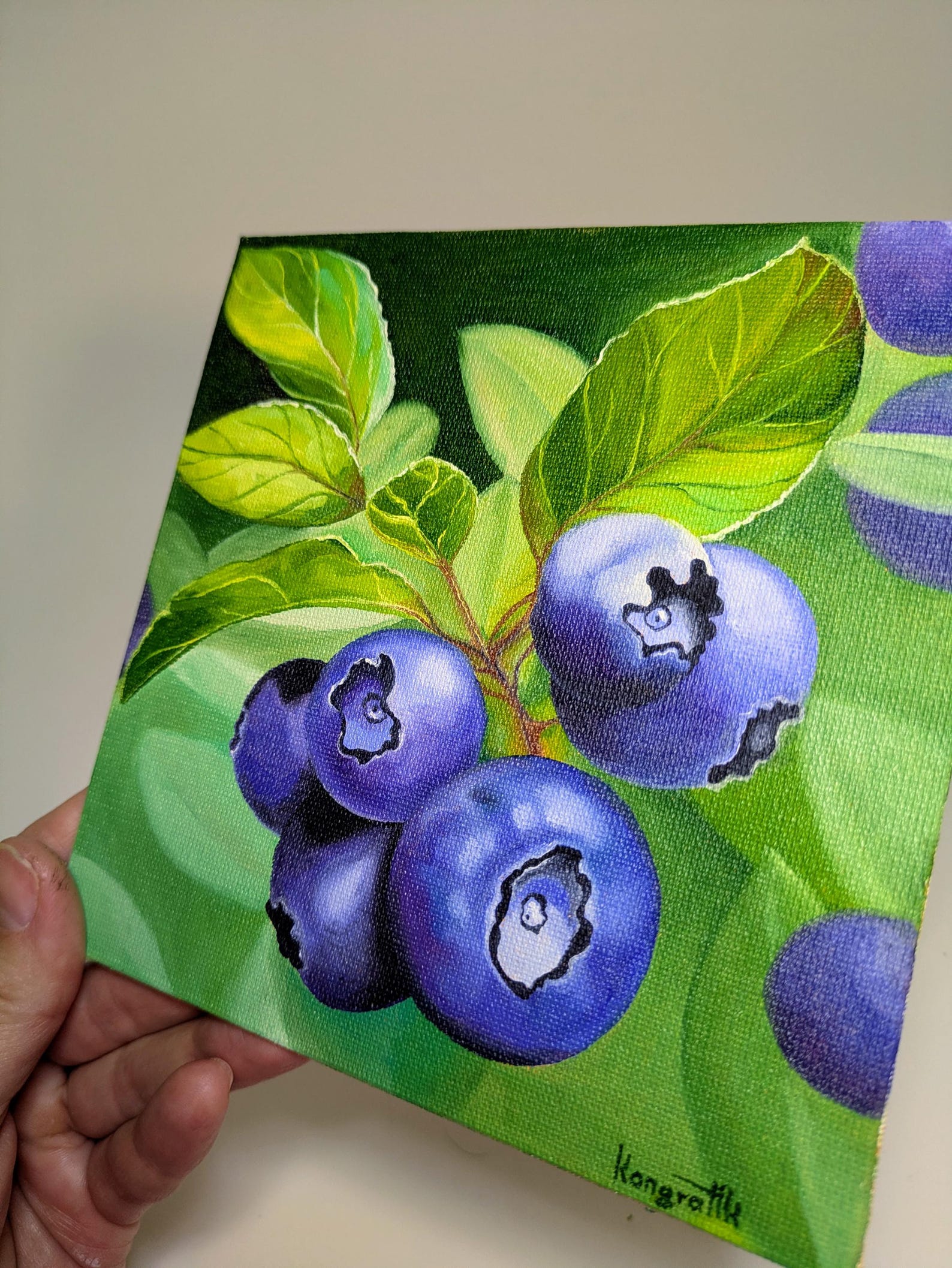 Original Blueberry Oil Painting, Botanical Kitchen Decor - Etsy