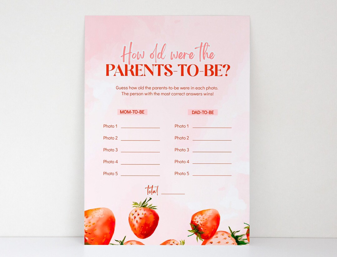Strawberry Baby Shower Games, How Old Were the Parents, Berry Sweet ...
