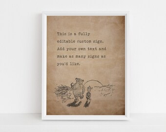 Pink Pooh Bear Custom Sign Template, Baby Girl Baby Shower Editable ...