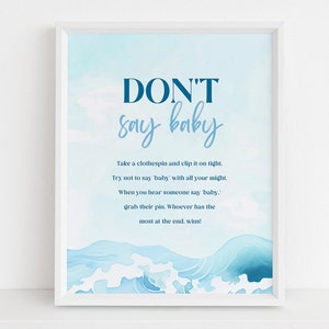 Juego de baby shower costero: "No digas bebé" imprimible (descarga ...