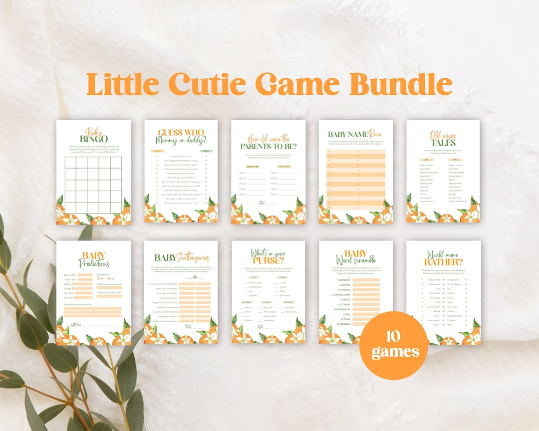 Little Cutie Baby Shower Game Bundle, Little Cutie Baby Shower Games ...