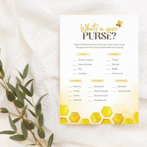 Mama to Bee Baby Shower Game, What's in Your Purse Game (instant ...