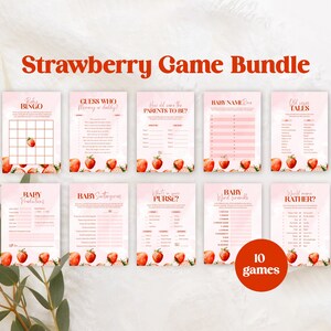 Strawberry Baby Shower Game Bundle, Strawberry Baby Shower Games, Set ...