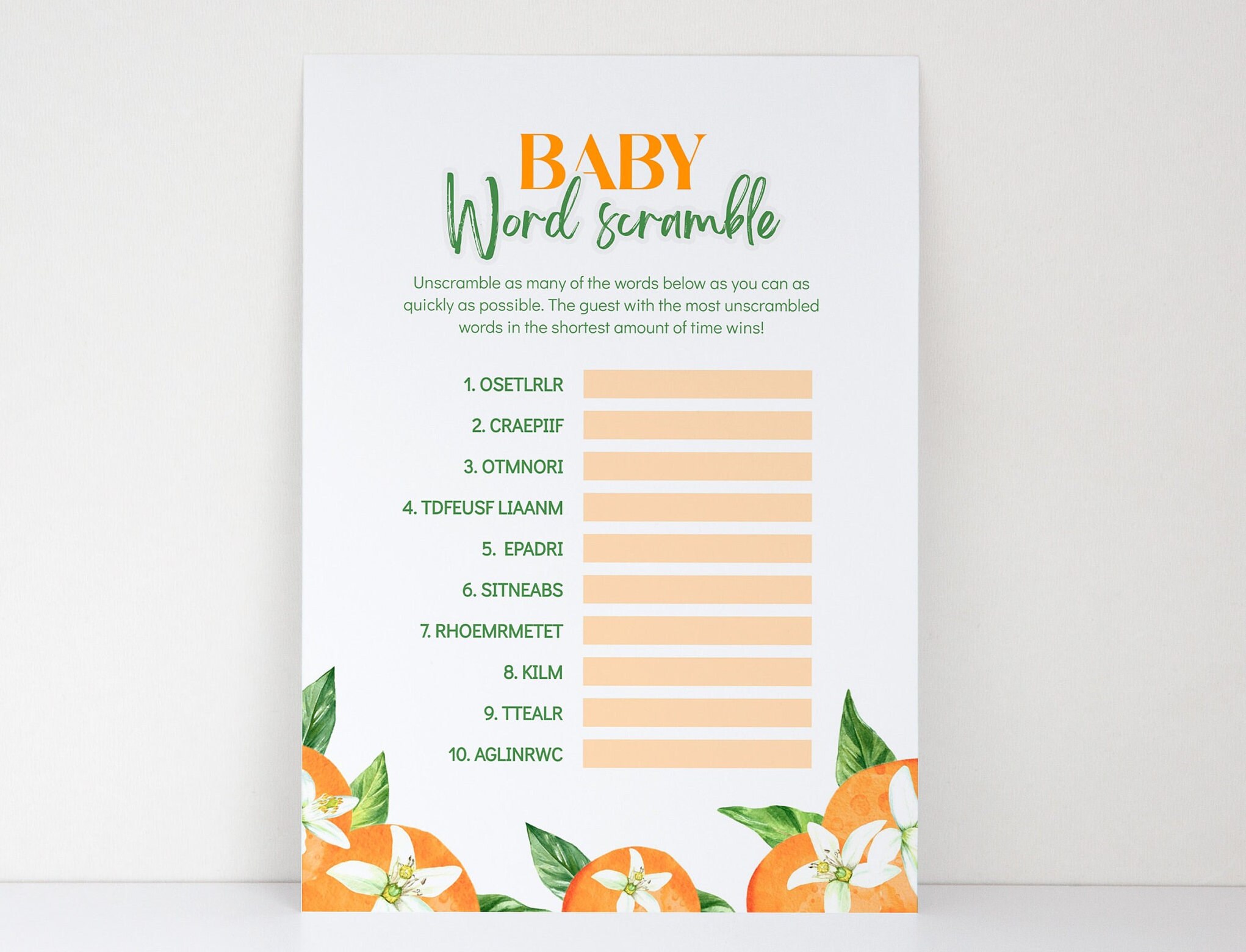 Little Cutie Baby Shower Game, Word Scramble Game, Baby Shower Games ...