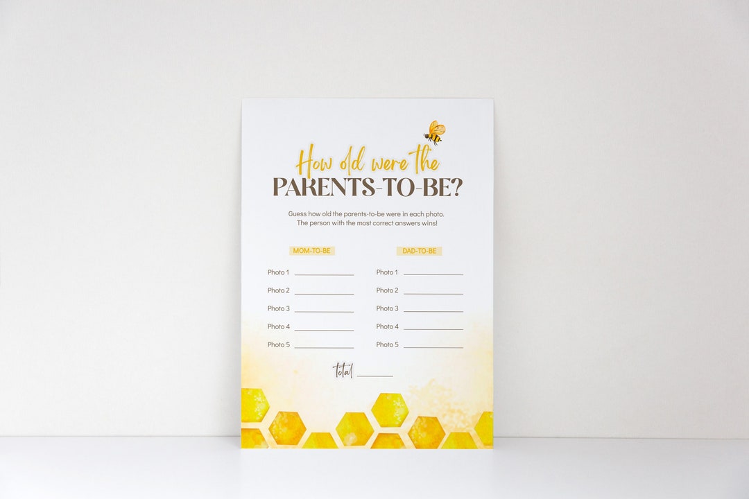 Bee Themed Baby Shower Games, How Old Were the Parents Guessing Game ...