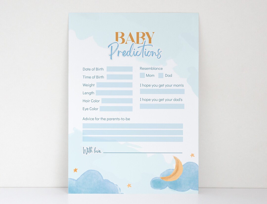 Over the Moon Baby Shower Activity, Predictions and Advice Baby Shower ...