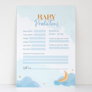 Over the Moon Baby Shower Activity, Predictions and Advice Baby Shower ...