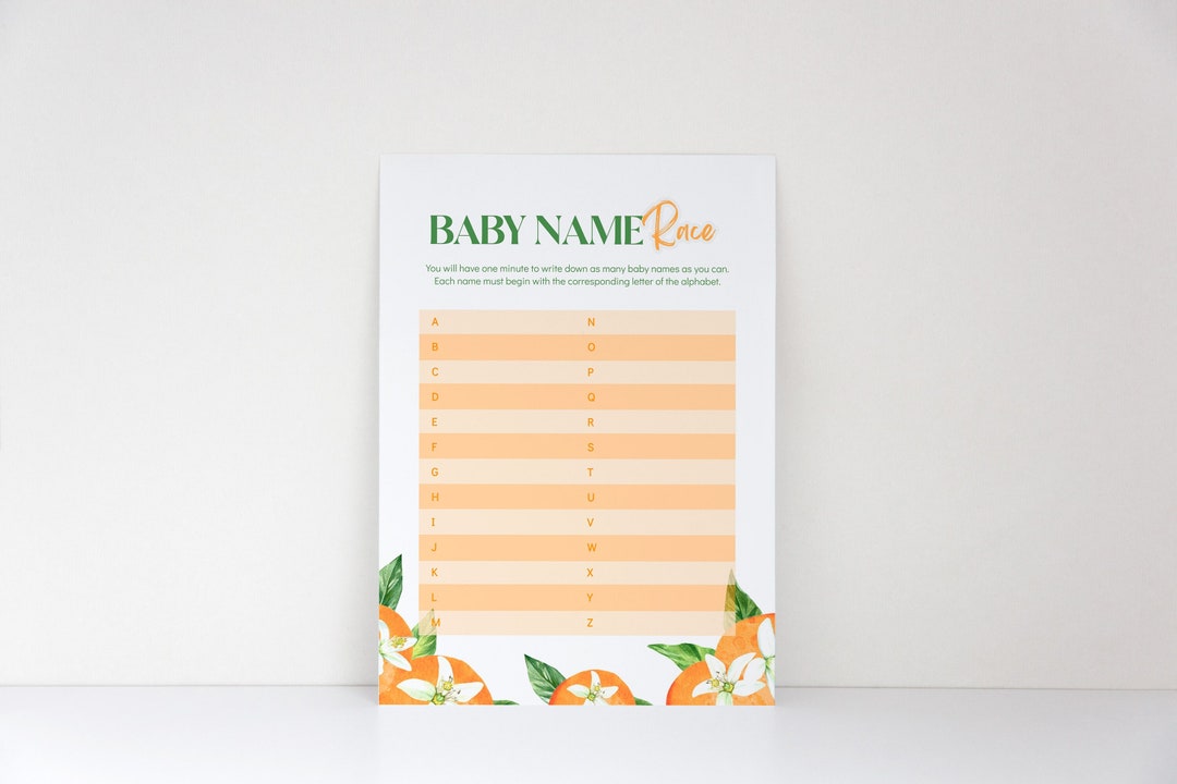Little Cutie Baby Shower Printable Game, Baby Name Race Game, Baby ...