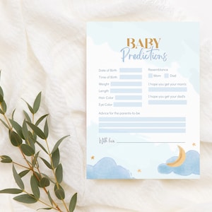 Over the Moon Baby Shower Activity, Predictions and Advice Baby Shower ...