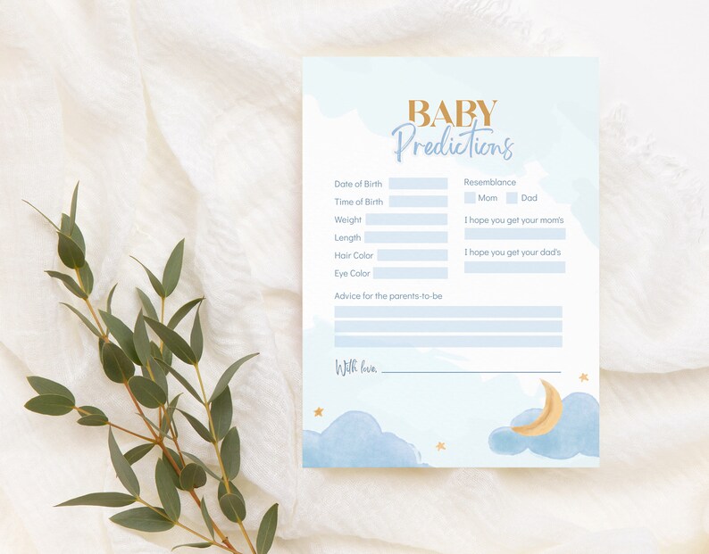 Over the Moon Baby Shower Activity, Predictions and Advice Baby Shower ...