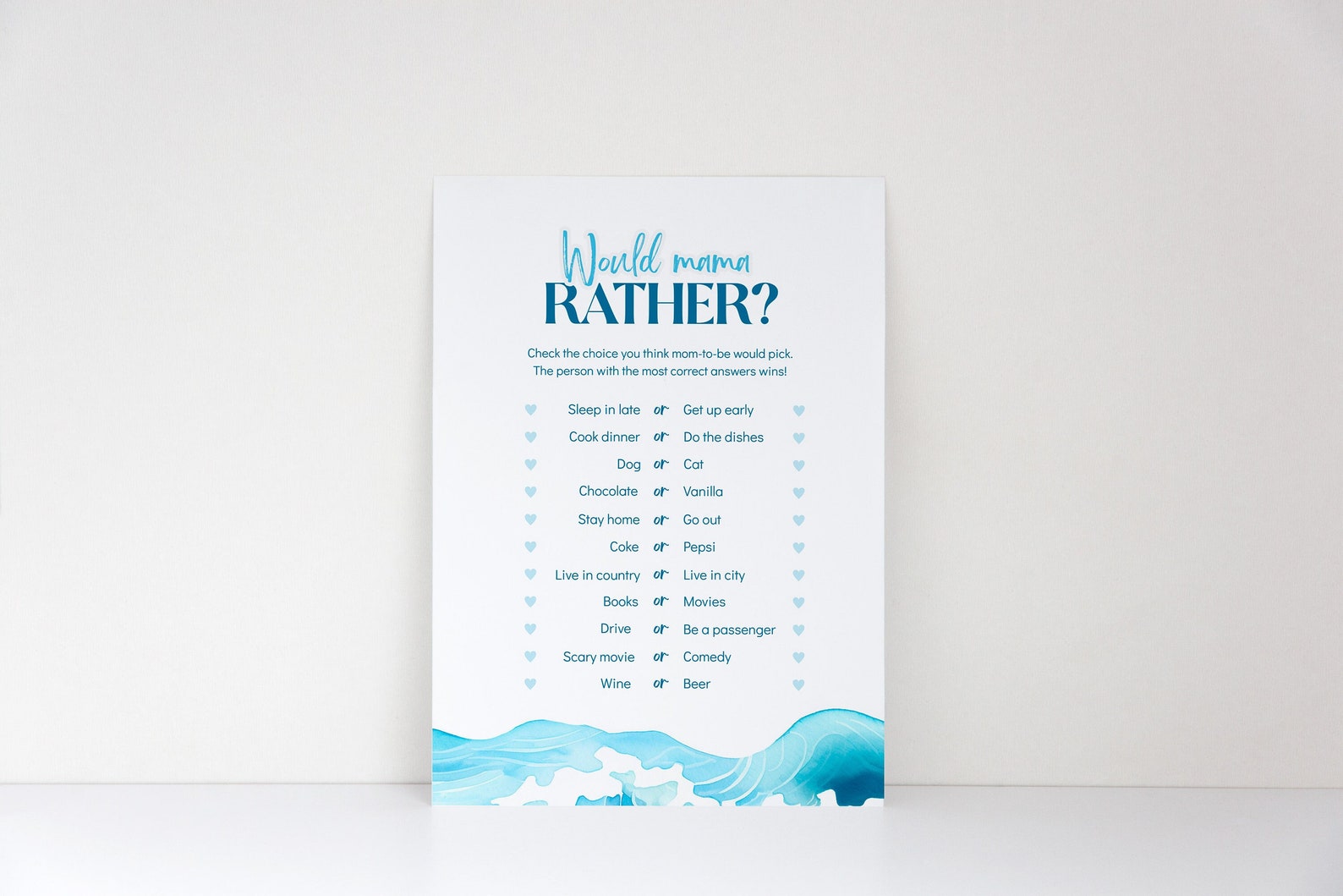 Would Mama Rather Baby Shower Printable Game, Ocean Baby Shower Game ...