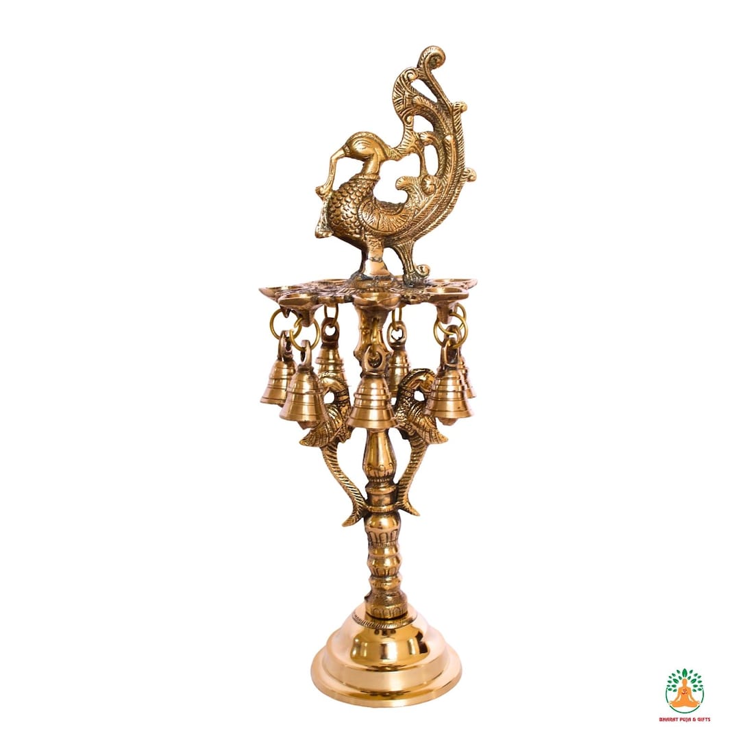 Brass Lamp Samai – South Indian Deepam for Pooja, Temple Decor, Aarti ...