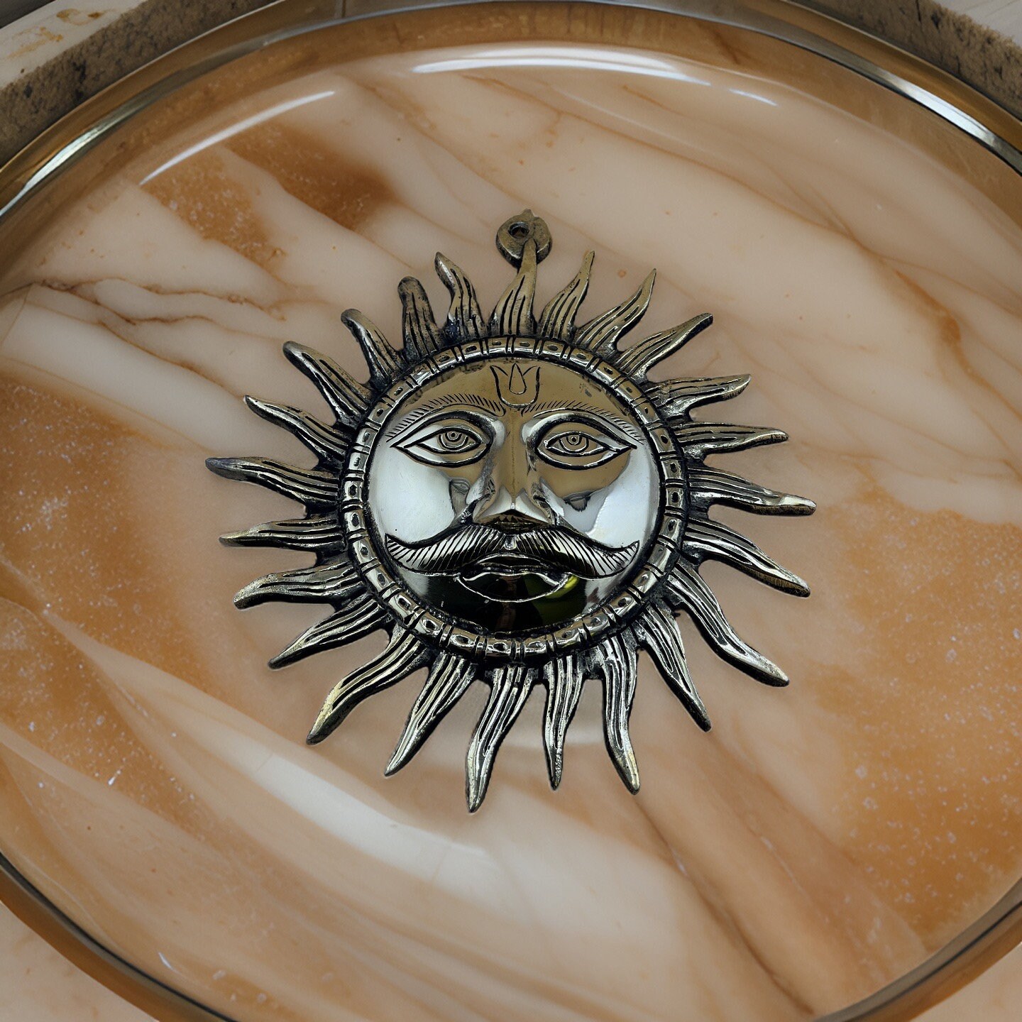 Brass Sun Face Idol Figurine Wall Hanging Statue Handmade Sculpture for ...