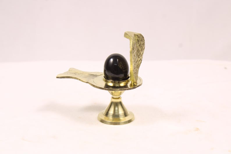 Black Shaligram Shivling With Brass Jalahari Yoni Base and Stand ...