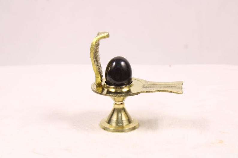 Black Shaligram Shivling With Brass Jalahari Yoni Base and Stand ...