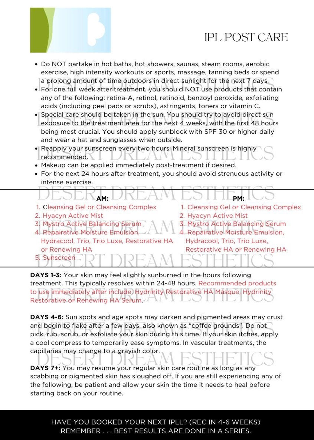 Editable IPL Post Care Template | CANVA ACCESSIBLE - Etsy