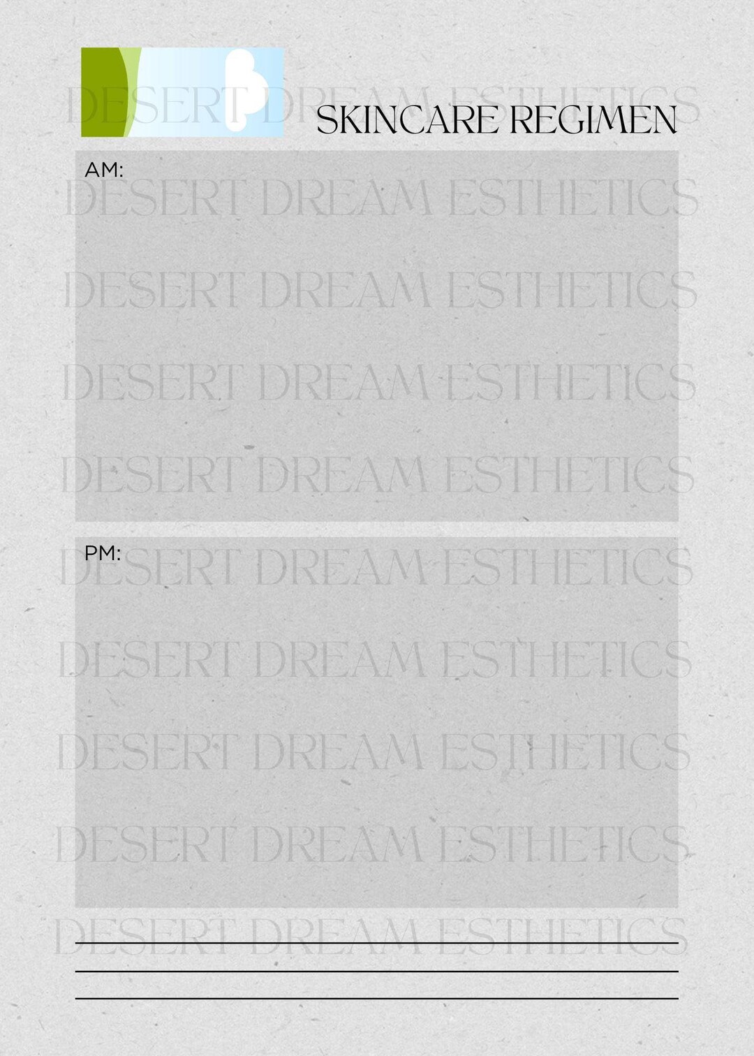 Editable Skincare Regimen Card | CANVA ACCESSIBLE - Etsy