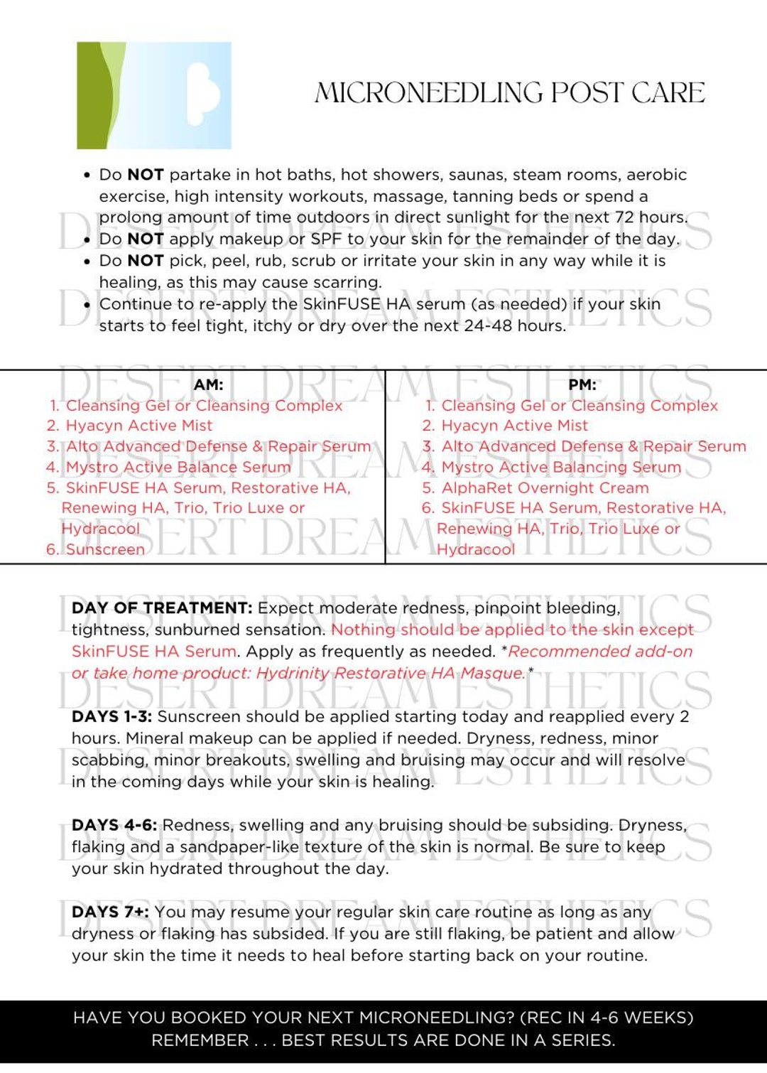 Editable Microneedling Post Care Template | CANVA ACCESSIBLE - Etsy