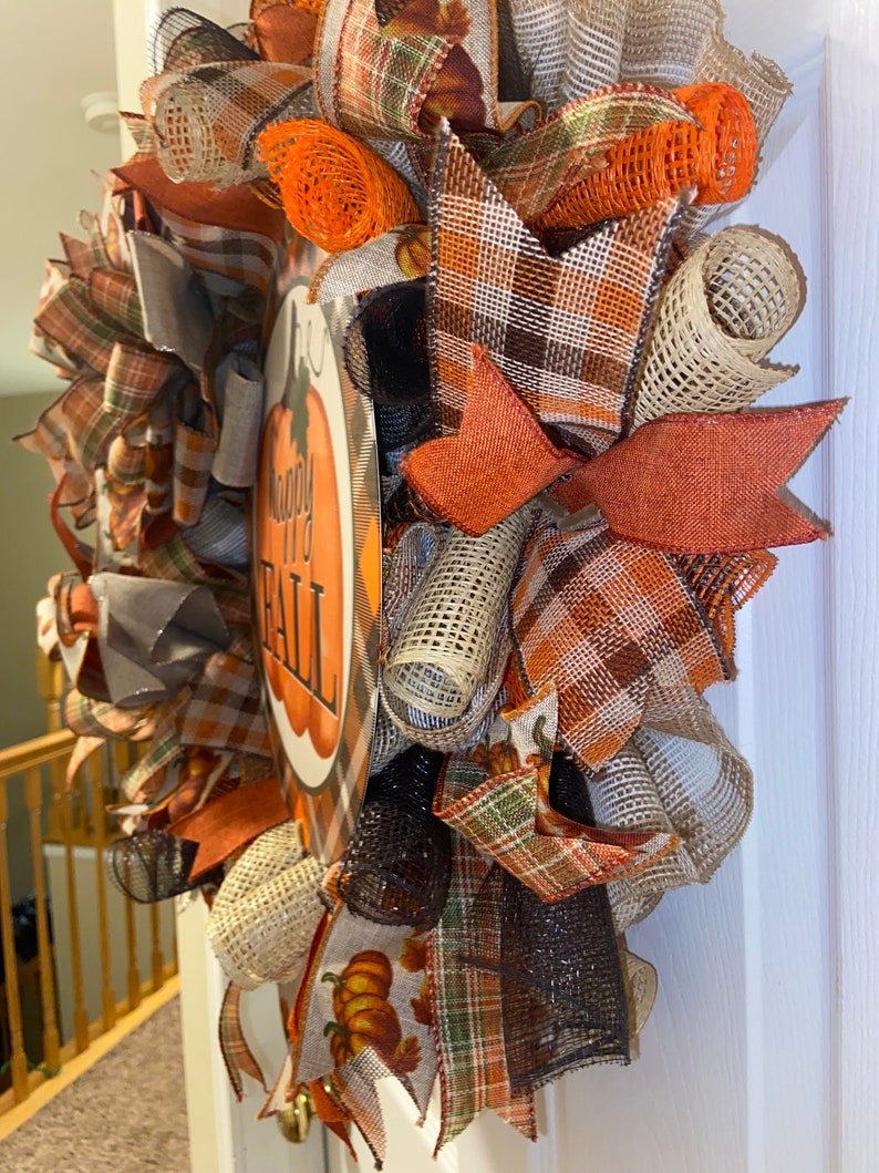 Happy Fall Wreath With 2 Large Bows - Etsy