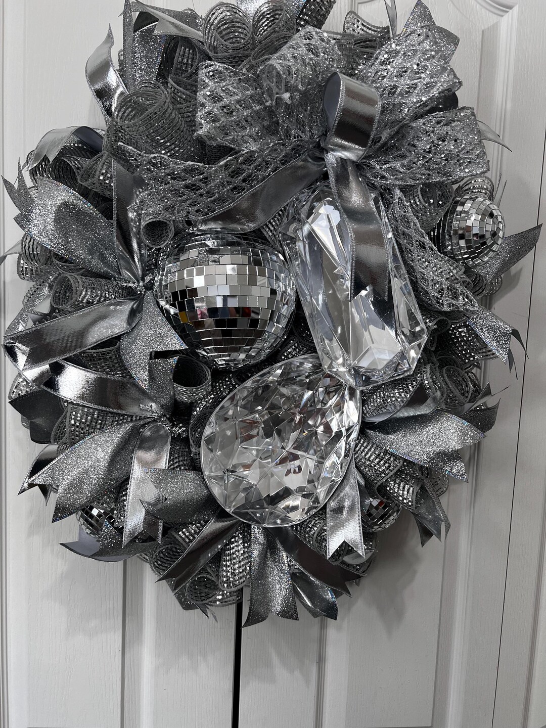 Glamorous Silver Disco Ball Wreath – Perfect for Parties & Holiday ...