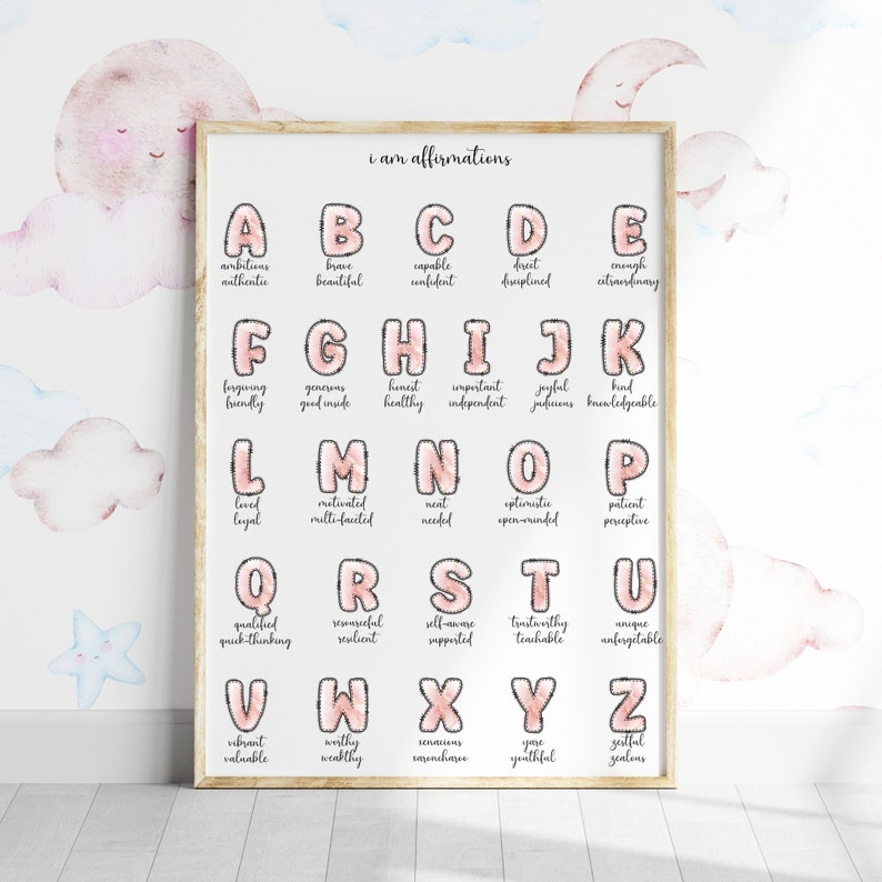 Custom ABC Affirmations for Kids Room, Personalized Montessori ...